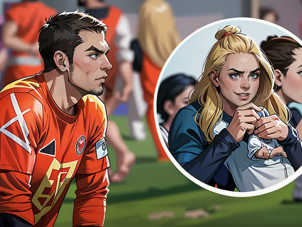 A mulher e o filho recém-nascido de Manuel Neuer desfrutam de um jogo ...